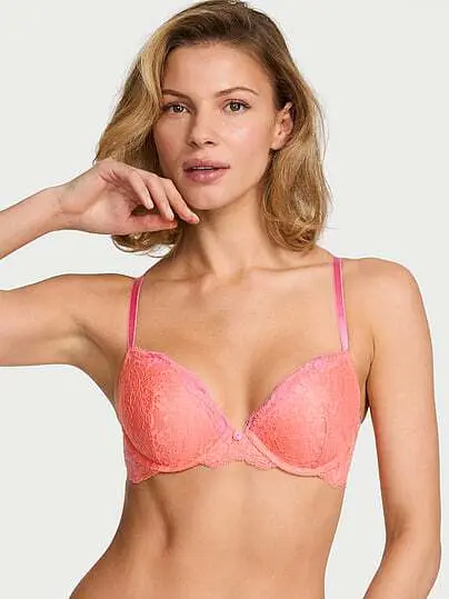 Victoria's Secret Dream Angels Smooth & Lace Push-up Bra - Orange