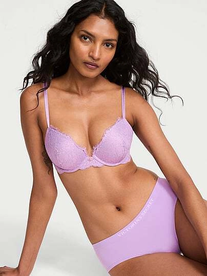 Victoria's Secret Dream Angels Smooth & Lace Push-up Bra - Purple