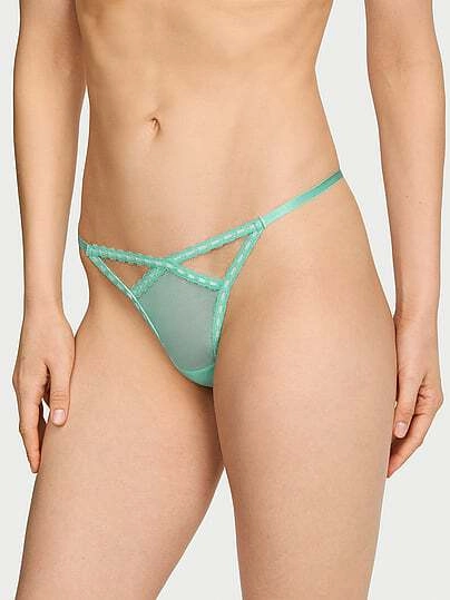 Victoria's Secret Dream Angels Lace Adjustable V-string Panty - Blue