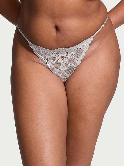 Victoria's Secret Dream Angels Lace-trim Adjustable V-string Panty - Blue