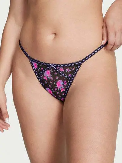 Victoria's Secret Dream Angels Crystal Heartware V-string Panty - Floral
