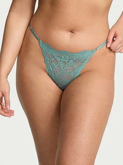 Victoria's Secret Dream Angels Bridal Tulle Veil Bow-back V-string Panty - Green