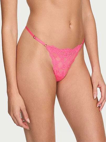 Victoria's Secret Dream Angels Lace Adjustable V-string Panty - Pink