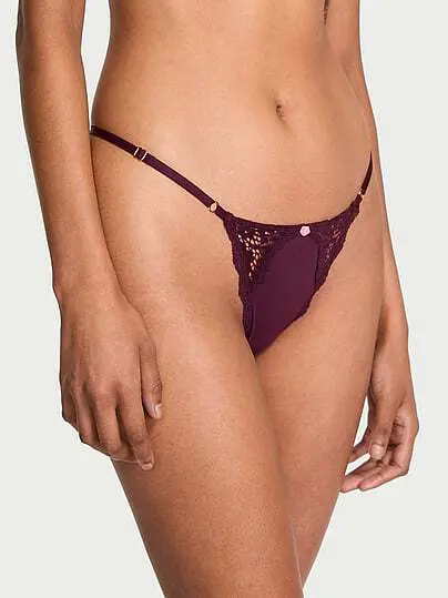 Victoria's Secret Dream Angels Bridal Tulle Veil Bow-back V-string Panty - Purple