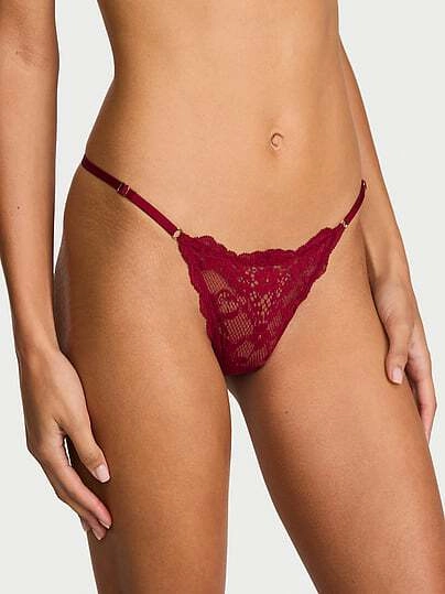 Victoria's Secret Dream Angels Lace-trim Adjustable V-string Panty - Red