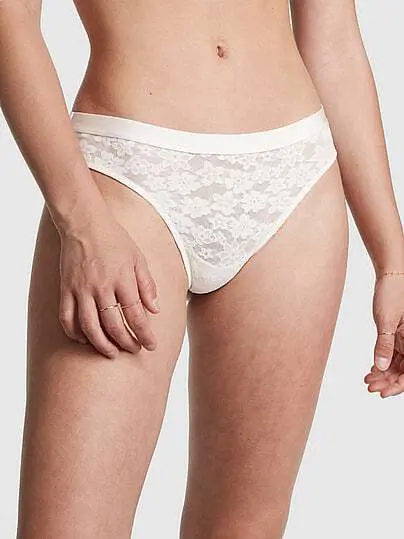 Pink Wear Everywhere Lace Thong Panty - White,ivory