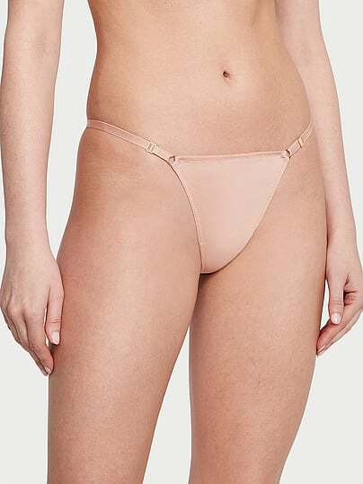 Victoria's Secret Very Sexy Rose Lace Adjustable V-string Panty - Beige