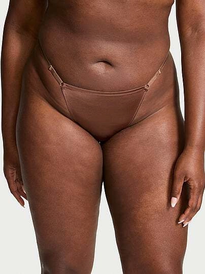 Victoria's Secret Very Sexy Rose Lace-trim Strappy Cut-out V-string Panty - Brown