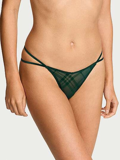 Victoria's Secret Very Sexy Rose Lace Adjustable V-string Panty - Grey