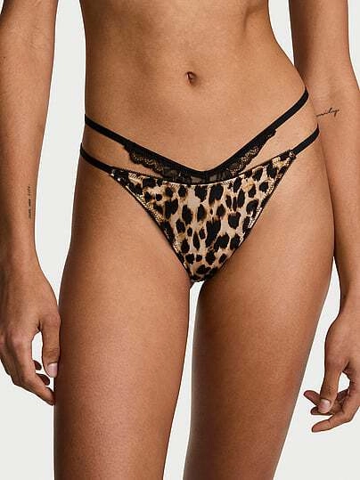 Victoria's Secret Very Sexy Rose Lace Adjustable V-string Panty - Print