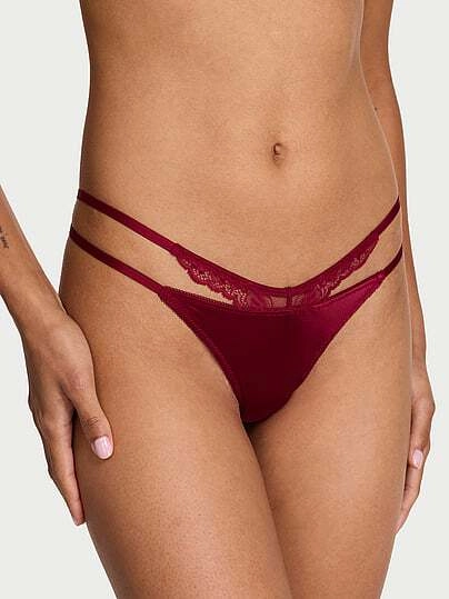 Victoria's Secret Very Sexy Rose Lace Adjustable V-string Panty - Red