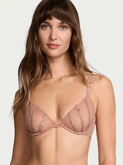 Victoria's Secret Very Sexy Laces Out Embroidery Unlined Demi Bra - Beige