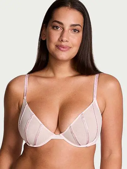 Victoria's Secret Very Sexy Laces Out Embroidery Unlined Demi Bra - Pink