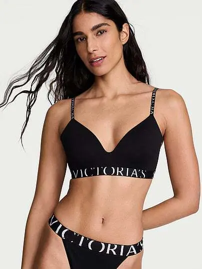 Victoria's Secret The T-shirt Lightly Lined Wireless Cotton Bra - Black