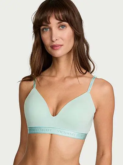 Victoria's Secret The T-shirt Cotton Exploded Logo Lightly Lined Wireless Bra - Green