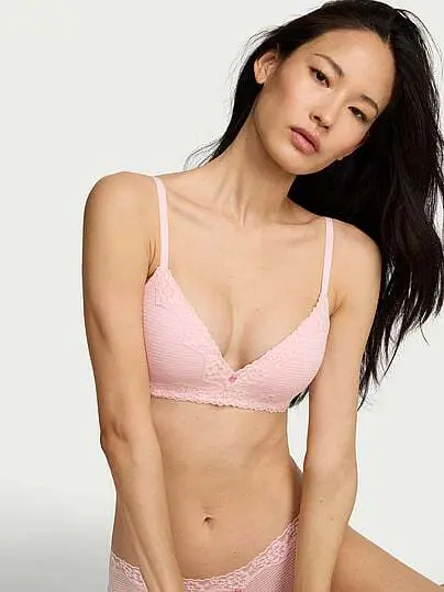 Victoria's Secret The T-shirt Cotton Exploded Logo Lightly Lined Wireless Bra - Pink