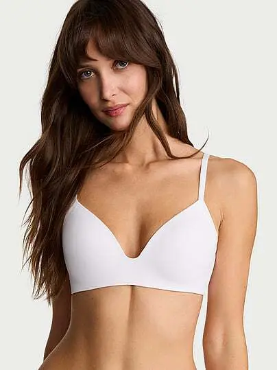 Victoria's Secret The T-shirt Cotton Exploded Logo Lightly Lined Wireless Bra - White,ivory