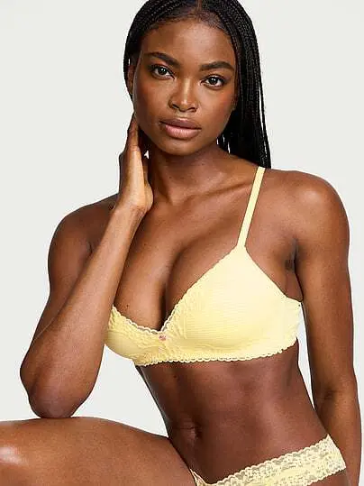 Victoria's Secret The T-shirt Cotton Exploded Logo Lightly Lined Wireless Bra - Yellow