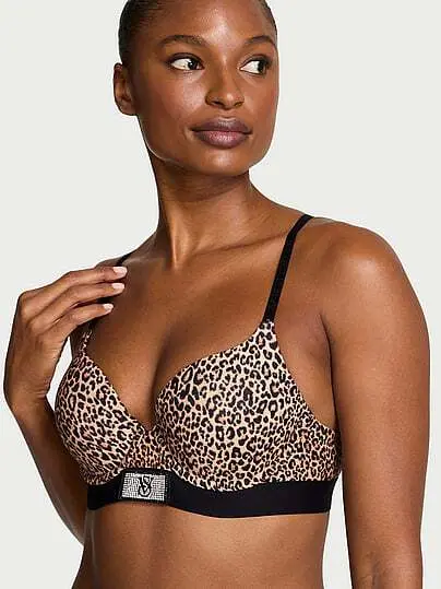 Victoria's Secret The T-shirt Perfect Shape Cotton Shadow Stripe Lace-trim Push-up Bra - Print