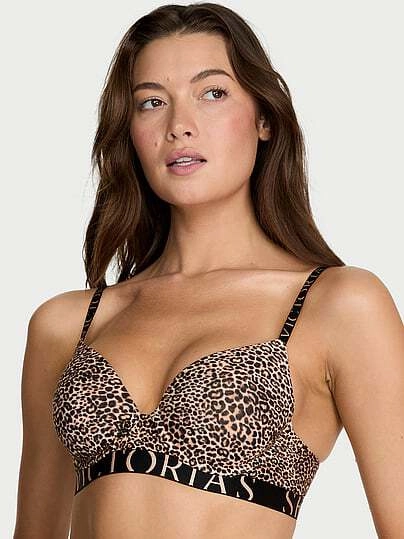 Victoria's Secret The T-shirt Perfect Shape Cotton Lace-trim Push-up Bra - Print