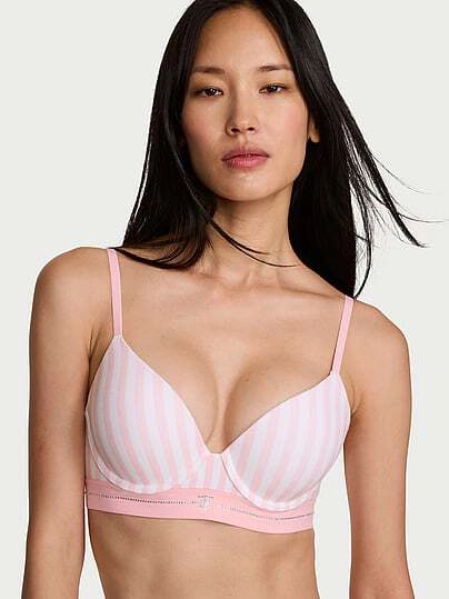 Victoria's Secret The T-shirt Perfect Shape Cotton Exploded Logo Push-up Bra - Print