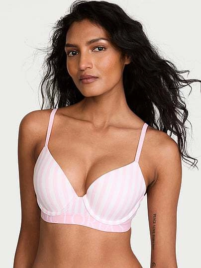 Victoria's Secret The T-shirt Perfect Shape Signature Shine Cotton Push-up Bra - Print