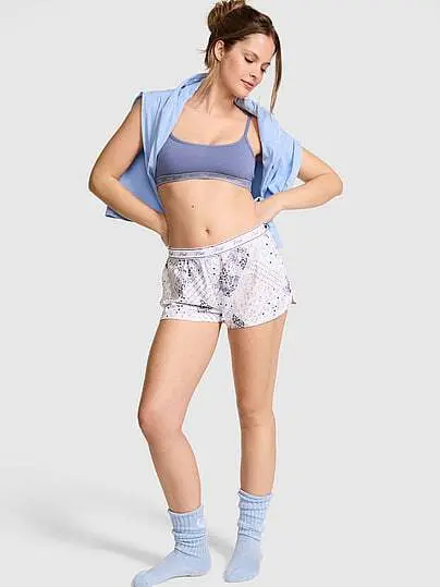 Pink Silky Sleep Boxy Pajama Shorts - Floral