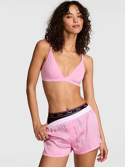 Pink Silky Sleep Boxy Pajama Shorts - Pink