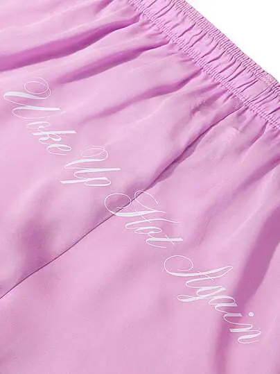 Pink Silky Sleep Boxy Pajama Shorts - Purple