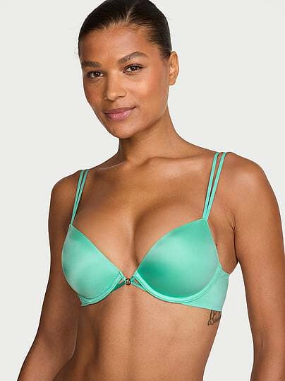 Victoria's Secret Very Sexy Logo Shine Strap Push-up Bra - Blue