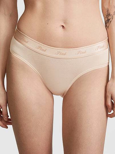 Pink Plush Touch Velour Hiphugger Panty - Beige