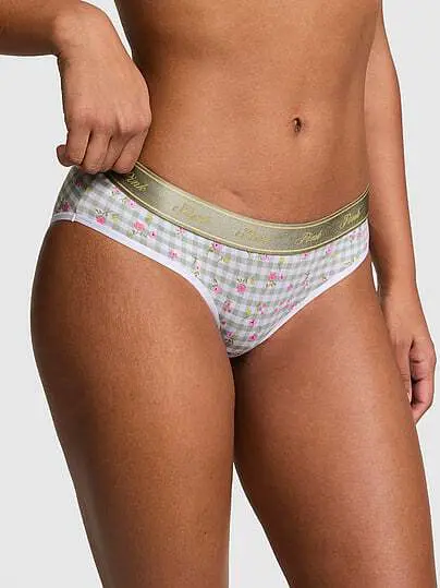 Pink Logo Cotton Hiphugger Panty - Floral