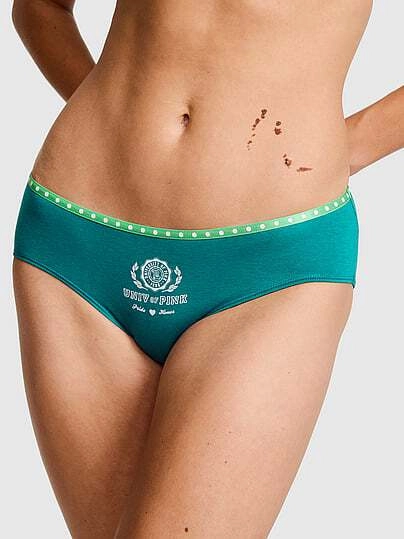 Pink Logo Cotton Hiphugger Panty - Green
