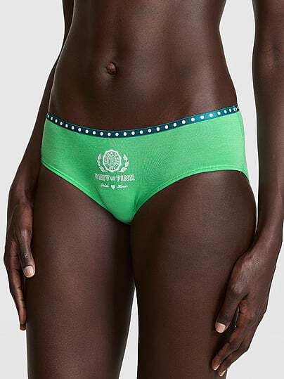 Pink Logo Cotton Hiphugger Panty - Green