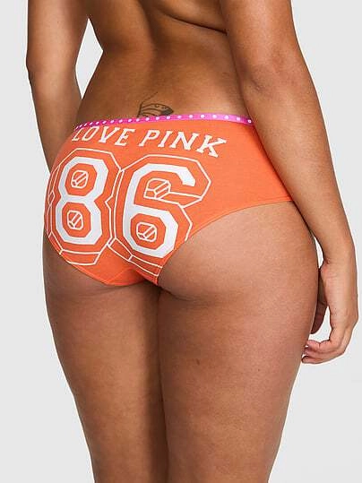 Pink Logo Cotton Hiphugger Panty - Orange