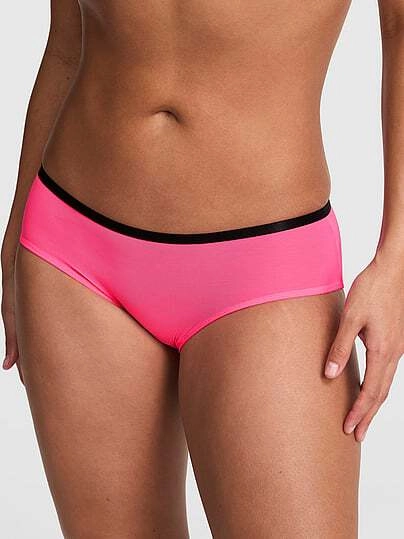 Pink Logo Cotton Hiphugger Panty - Pink