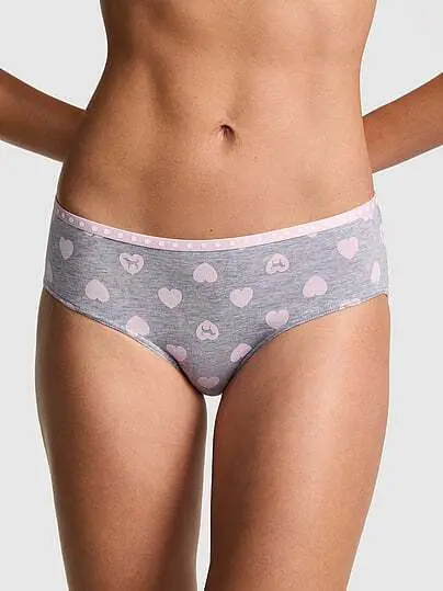Pink Logo Cotton Hiphugger Panty - Print
