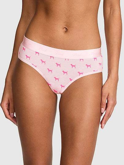 Pink Logo Cotton Hiphugger Panty - Print