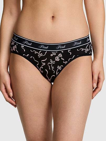 Pink Logo Cotton Hiphugger Panty - Print