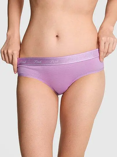 Pink Logo Cotton Hiphugger Panty - Purple