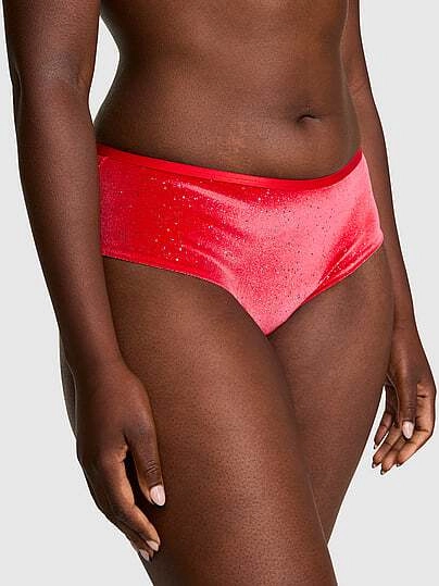 Pink Mesh Hiphugger Panty - Red