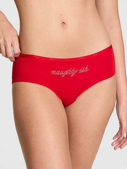 Pink Plush Touch Velour Hiphugger Panty - Red