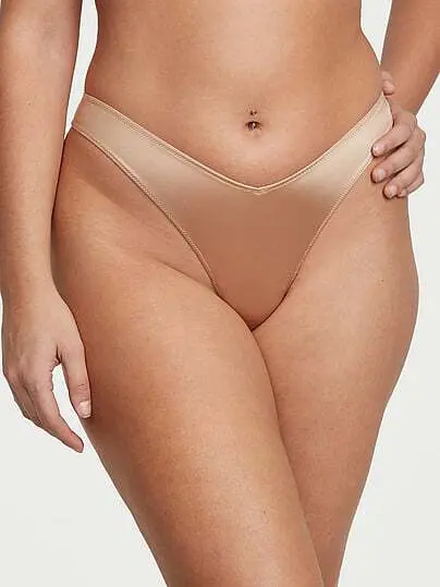 Victoria's Secret Very Sexy Rose Lace-trim High-leg Thong Panty - Beige