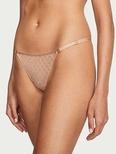 Victoria's Secret Very Sexy Rose Lace-trim High-leg Thong Panty - Beige