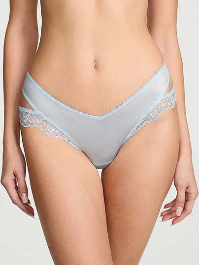 Victoria's Secret Very Sexy Sheer Reveal Mesh-trim Strappy-back Thong Panty - Blue