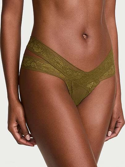 Victoria's Secret Very Sexy Sheer Reveal Mesh-trim Strappy-back Thong Panty - Green