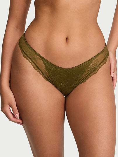 Victoria's Secret Very Sexy Rose Lace-trim Cut-out Thong Panty - Green