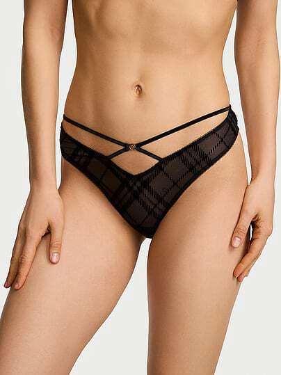 Victoria's Secret Very Sexy Rose Lace-trim Cut-out Thong Panty - Grey