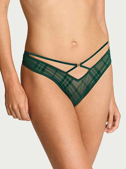 Victoria's Secret Very Sexy Rose Lace Strappy Cut-out Thong Panty - Grey