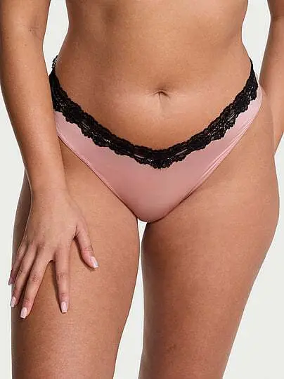 Victoria's Secret Very Sexy Icon Lace Adjustable Thong Panty - Pink